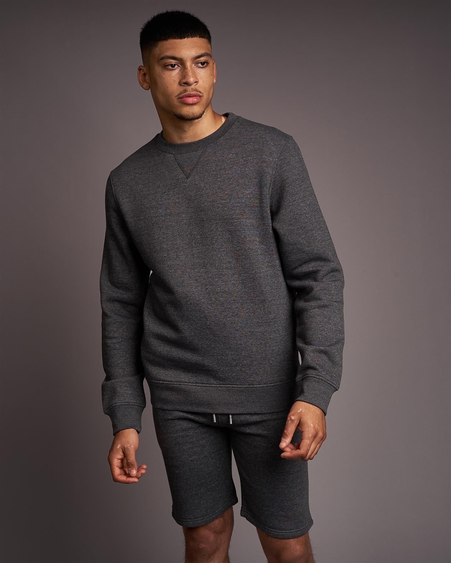 Mens Cranwood Crew Sweat Charcoal Marl · Brand Corner