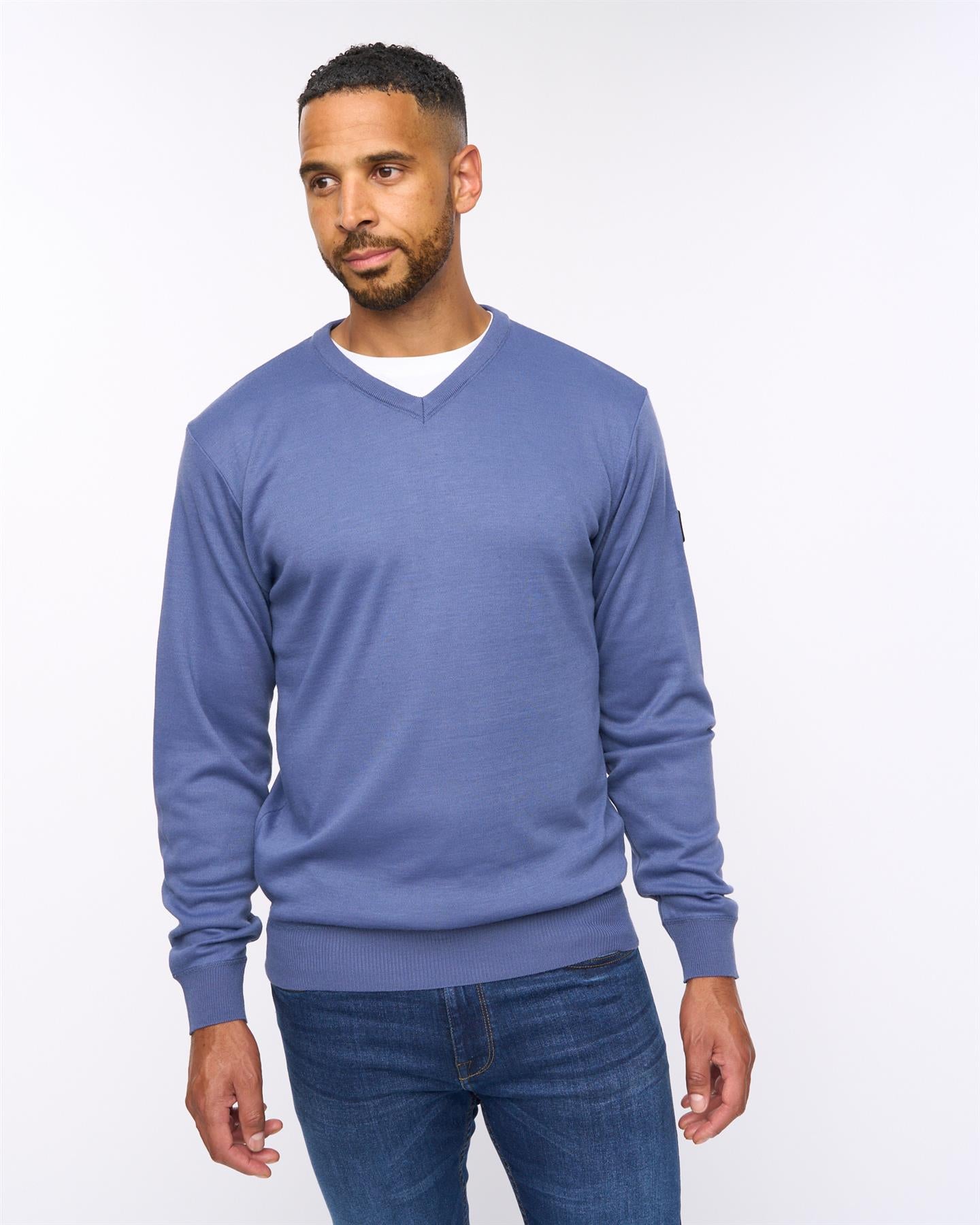 Tinworth V-Neck Jumper Denim Marl · Brand Corner