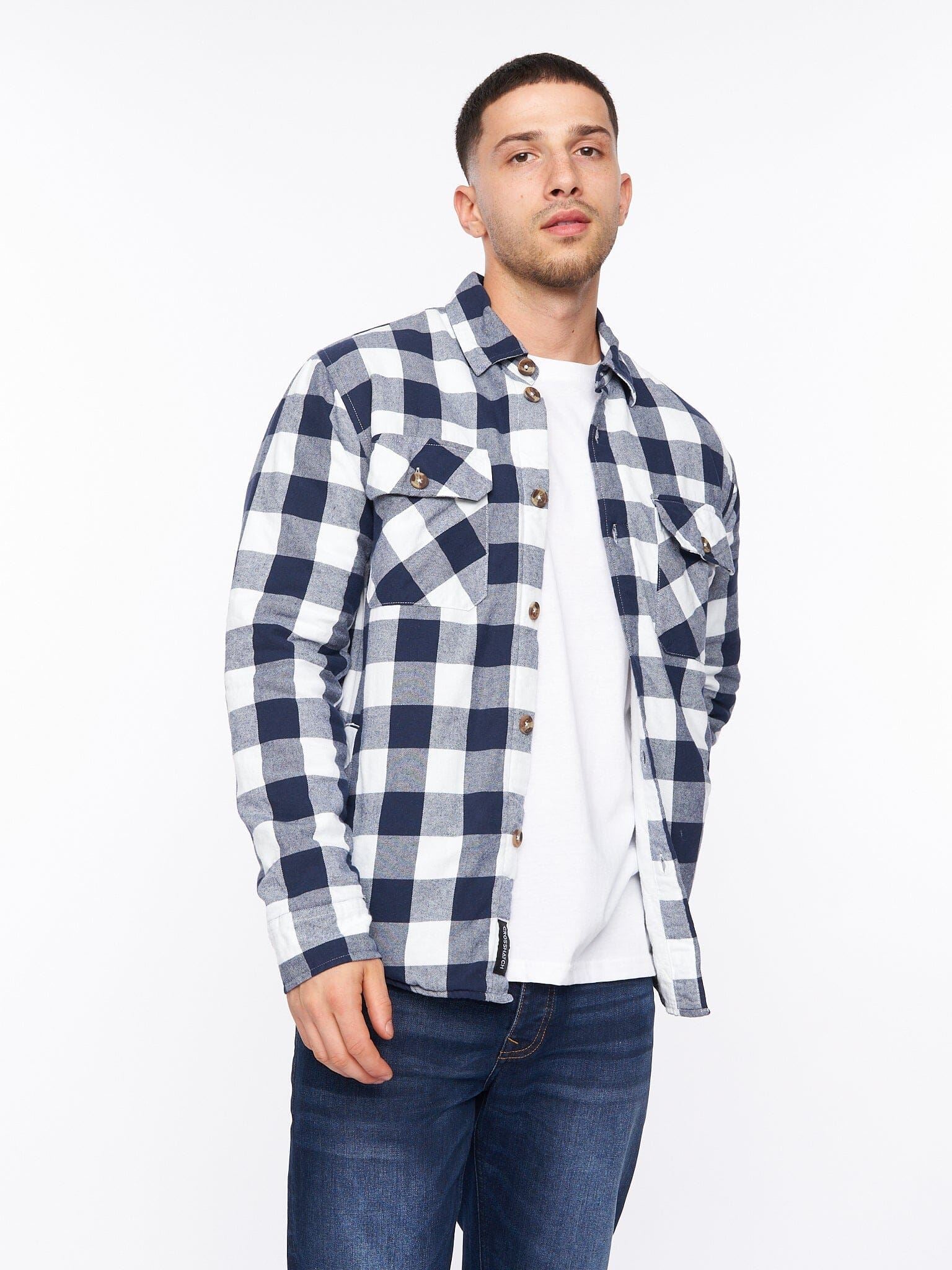 Demaro Check Lined Overshirt Navy · Brand Corner
