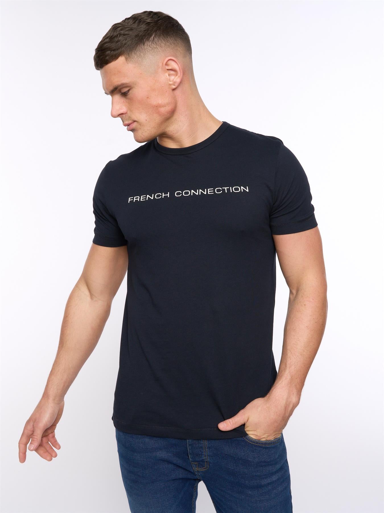 Mens French Connection T-Shirt Marine/White · Brand Corner